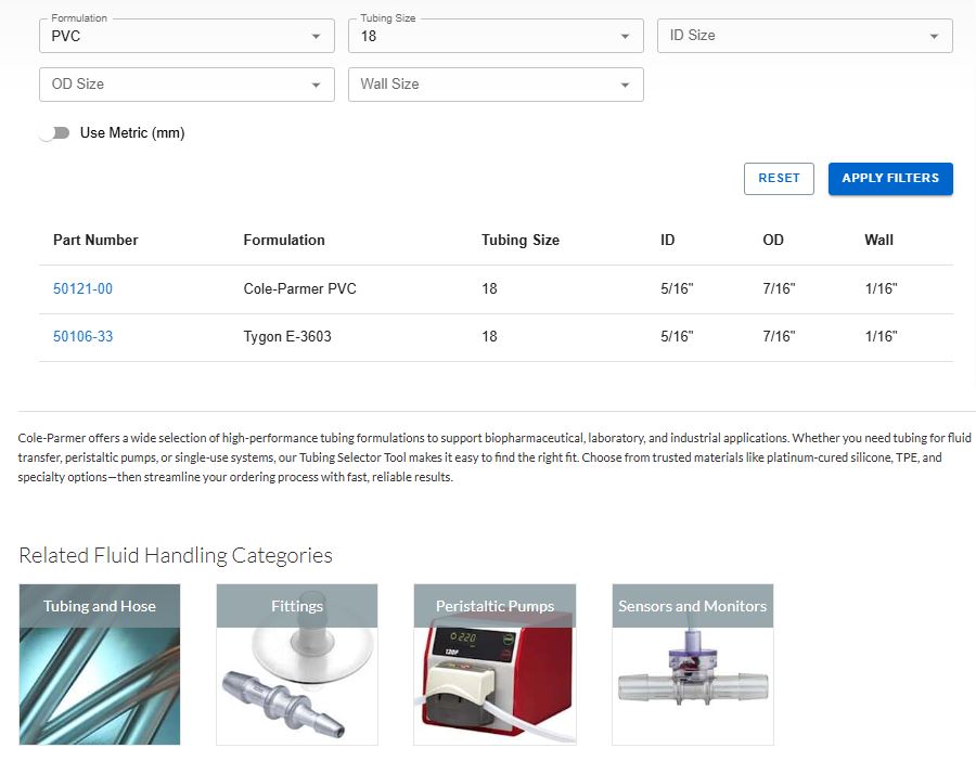 Tubing Selector Tool | Find the Right Tubing Fast | Cole-Parmer Blog